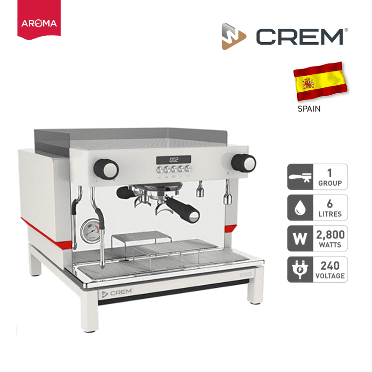 Aroma Online Store | เครื่องชงกาแฟ Crem mod. EX3 1G Display Knob(White-Red)