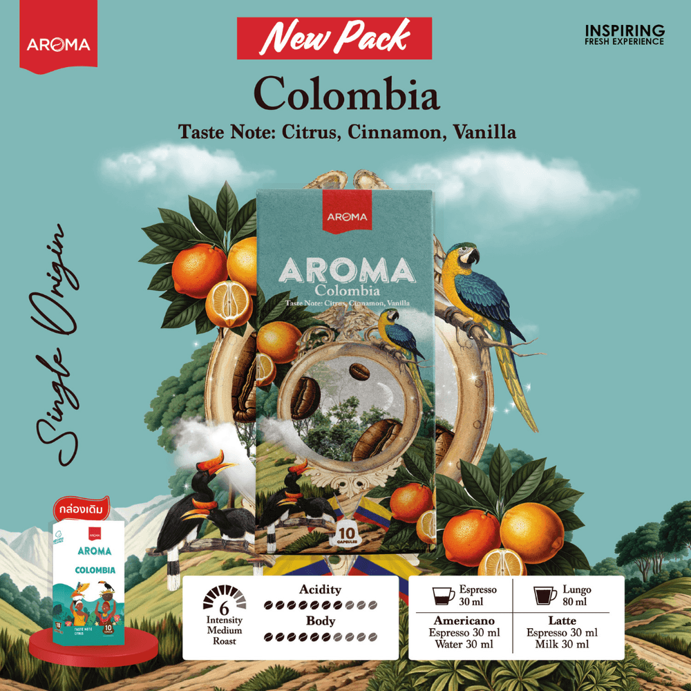 Aroma Online Store | กาแฟแคปซูล โคลัมเบีย (1แพ็คมี10แคปซูล)